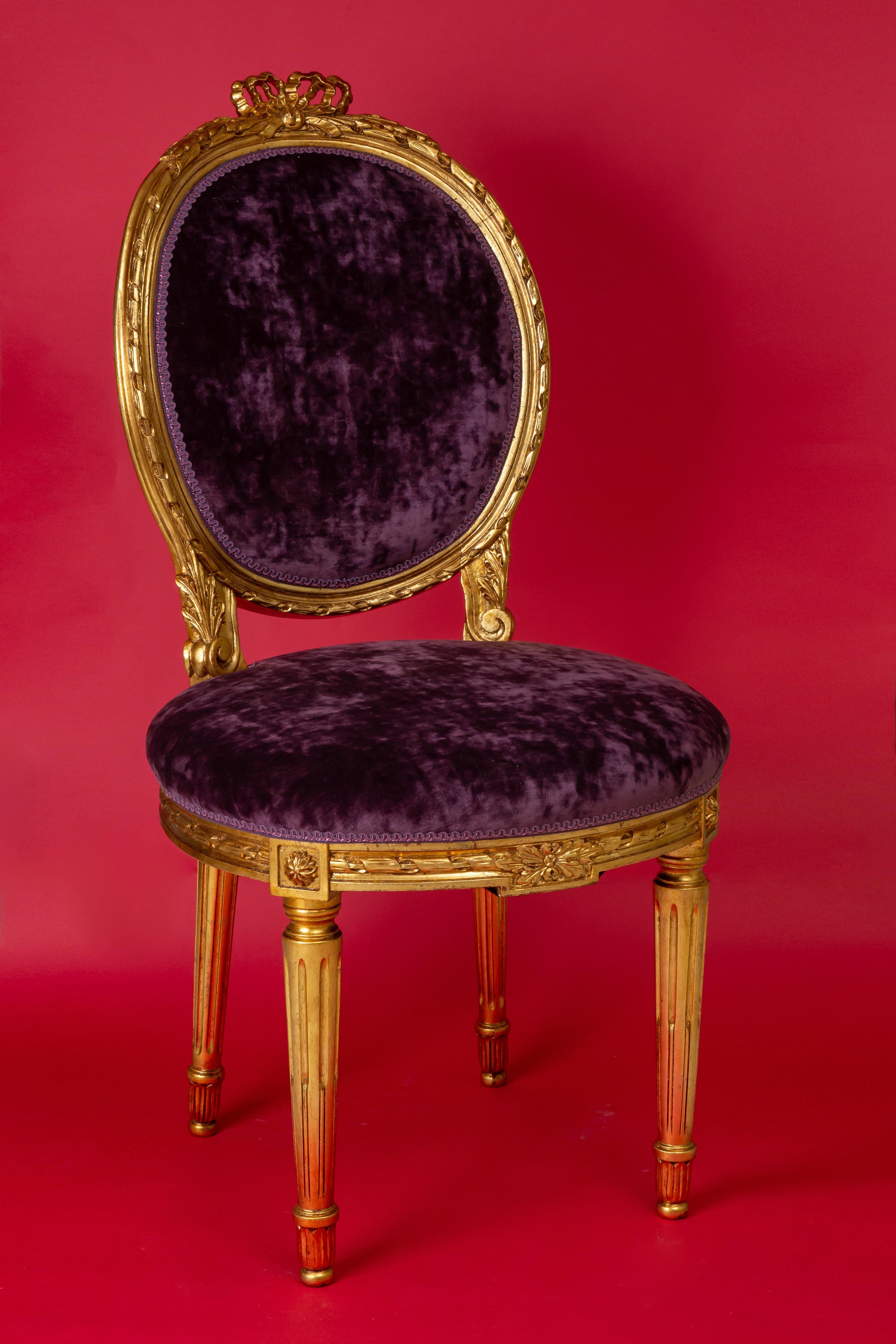 Pair of 19th Century Hand Carved with elegant Purple Velvet Chairs ...