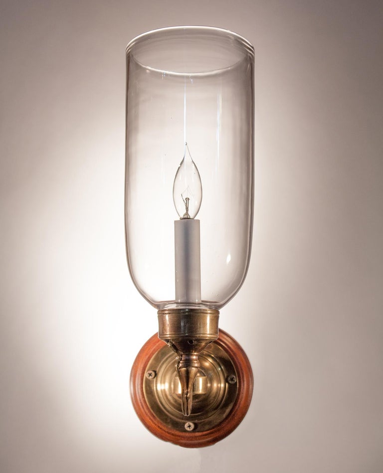 Pair of 19th Century Hurricane Shade Wall Sconces at 1stDibs