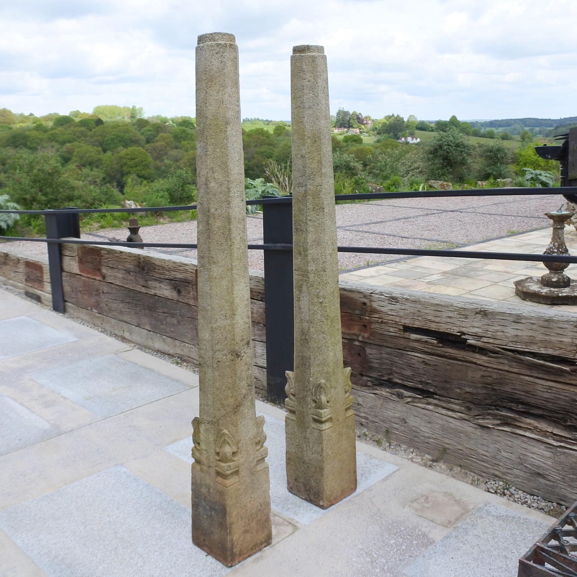 Pair of 19th Century Indian Granite Pillars from Chettinad For Sale at ...