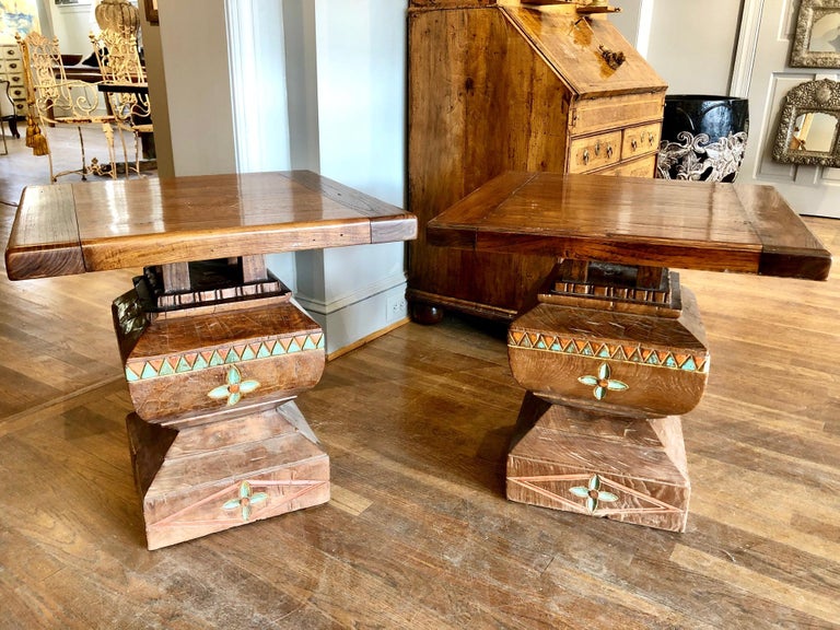 Pair of 19th Century Indonesian "Umpak" Column Base Side Tables at 1stDibs