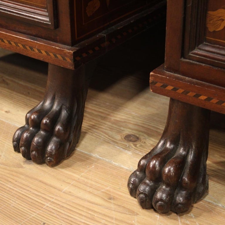Pair of 19th Century Inlaid Wood Antique Dutch Nightstands, 1890 at 1stDibs
