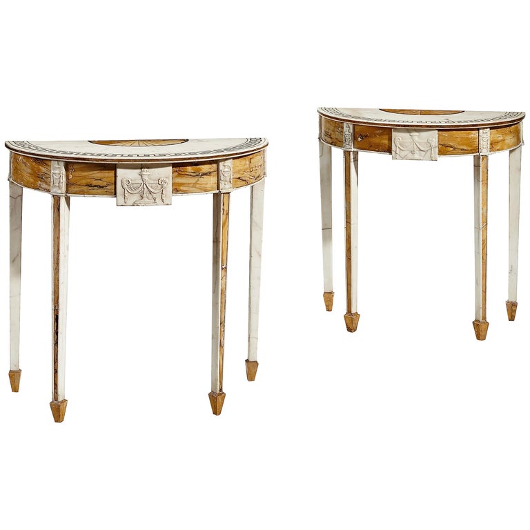 Pair of 19th Century Irish Marble Neoclassical Console Tables at 1stDibs
