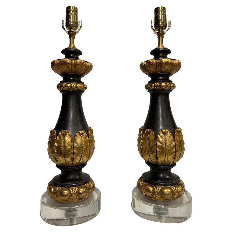 Pair Of 19th Century Iron and Gilt Bronze Baluster Form Lamps For Sale ...