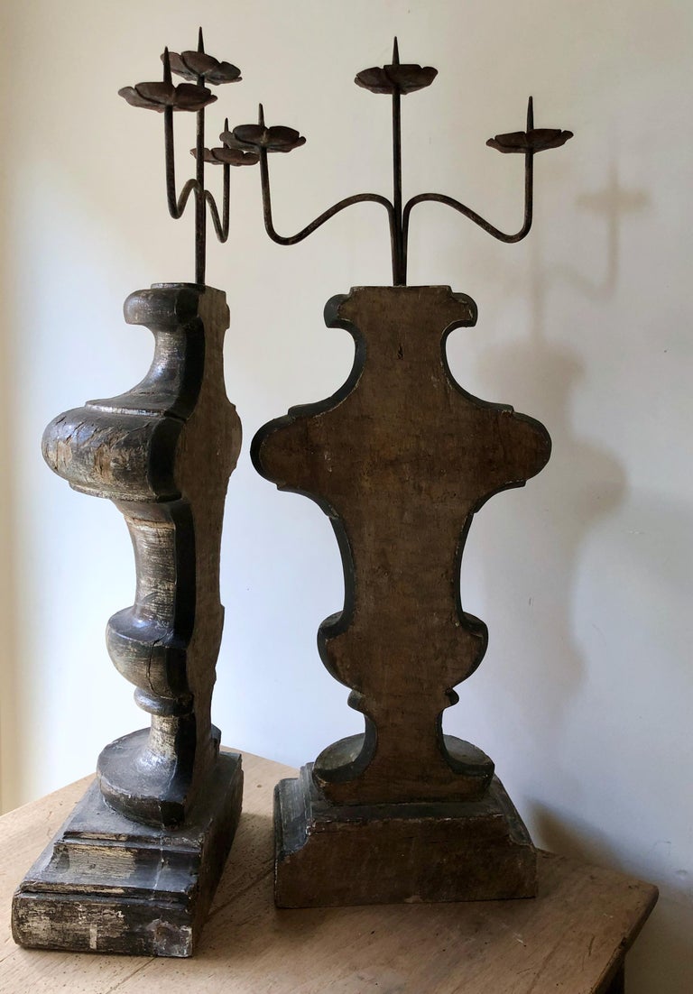Pair of 19th Century Italian Altar Candelabras For Sale at 1stDibs