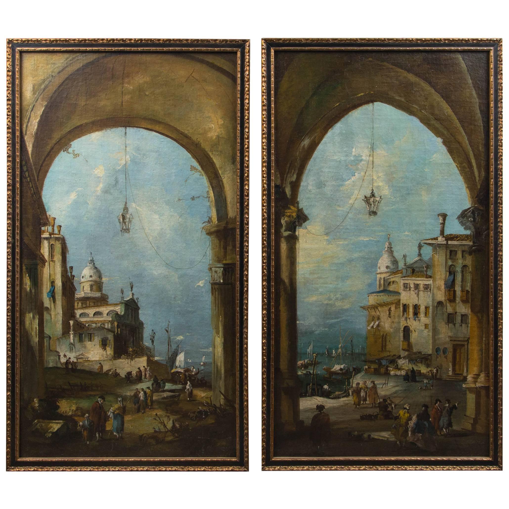 Pair of 19th Century Italian Capriccios of Venice at 1stDibs