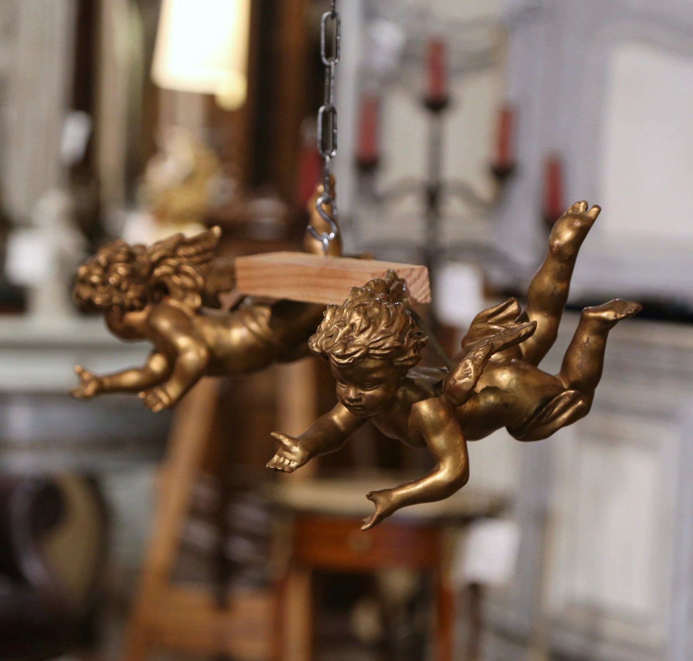 Pair of 19th Century Italian Carved Giltwood Winged Cherub Wall ...