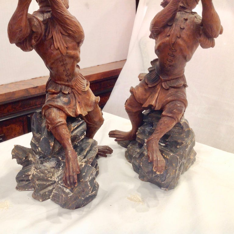 Pair of 19th Century Italian Carved Monkeys at 1stDibs
