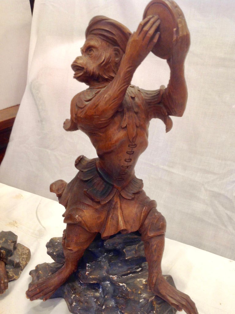 Pair of 19th Century Italian Carved Monkeys at 1stDibs