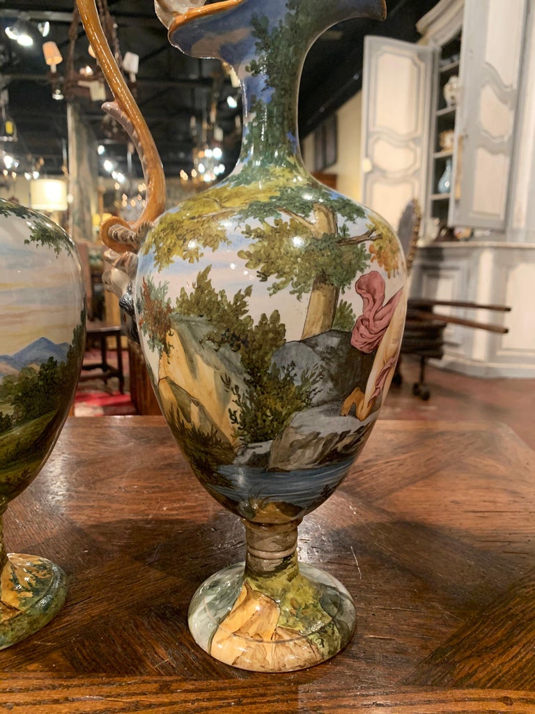 Pair of 19th Century Italian Carved Painted Ceramic Vases from Venice ...