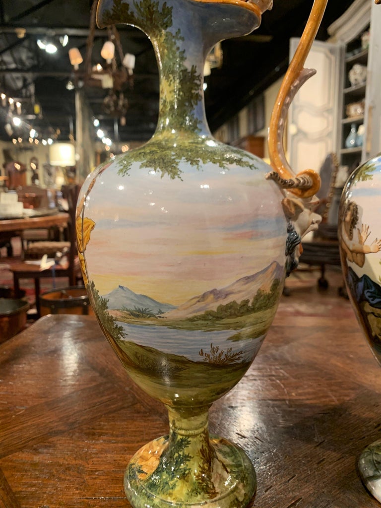 Pair of 19th Century Italian Carved Painted Ceramic Vases from Venice ...