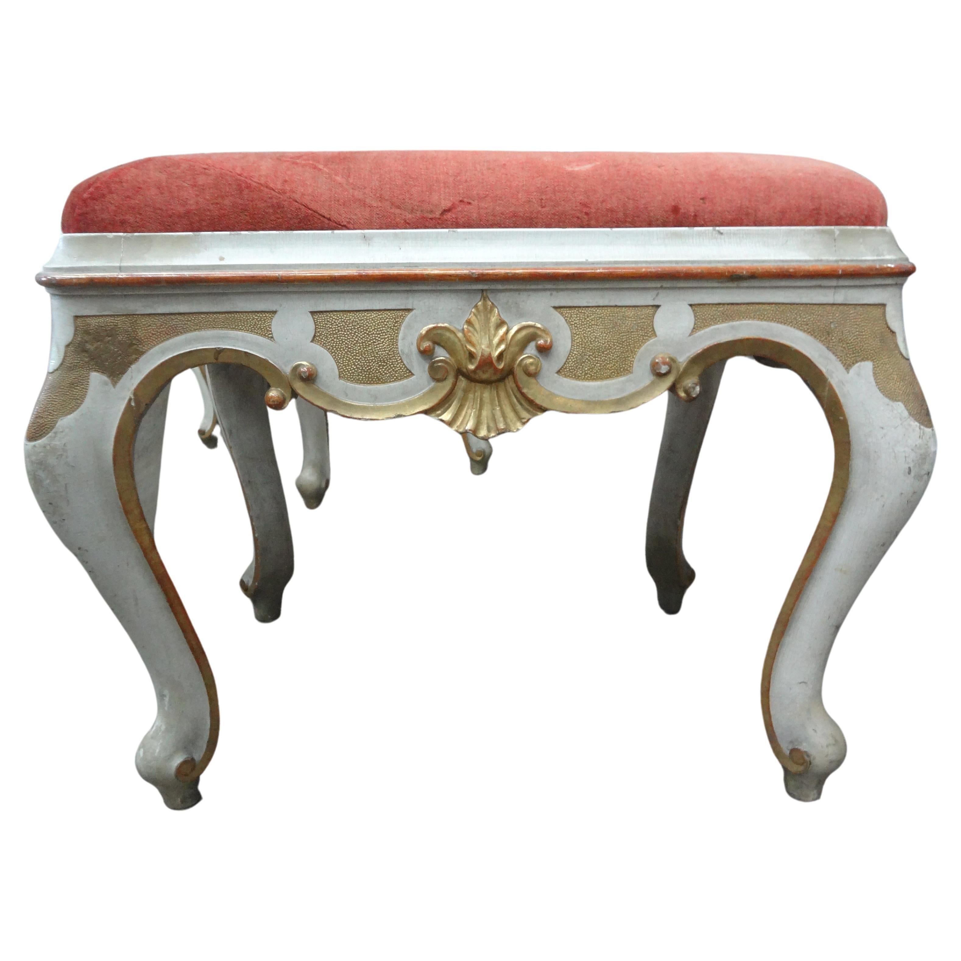 Pair of 19th Century Italian Painted and Parcel Gilt Ottomans For Sale ...
