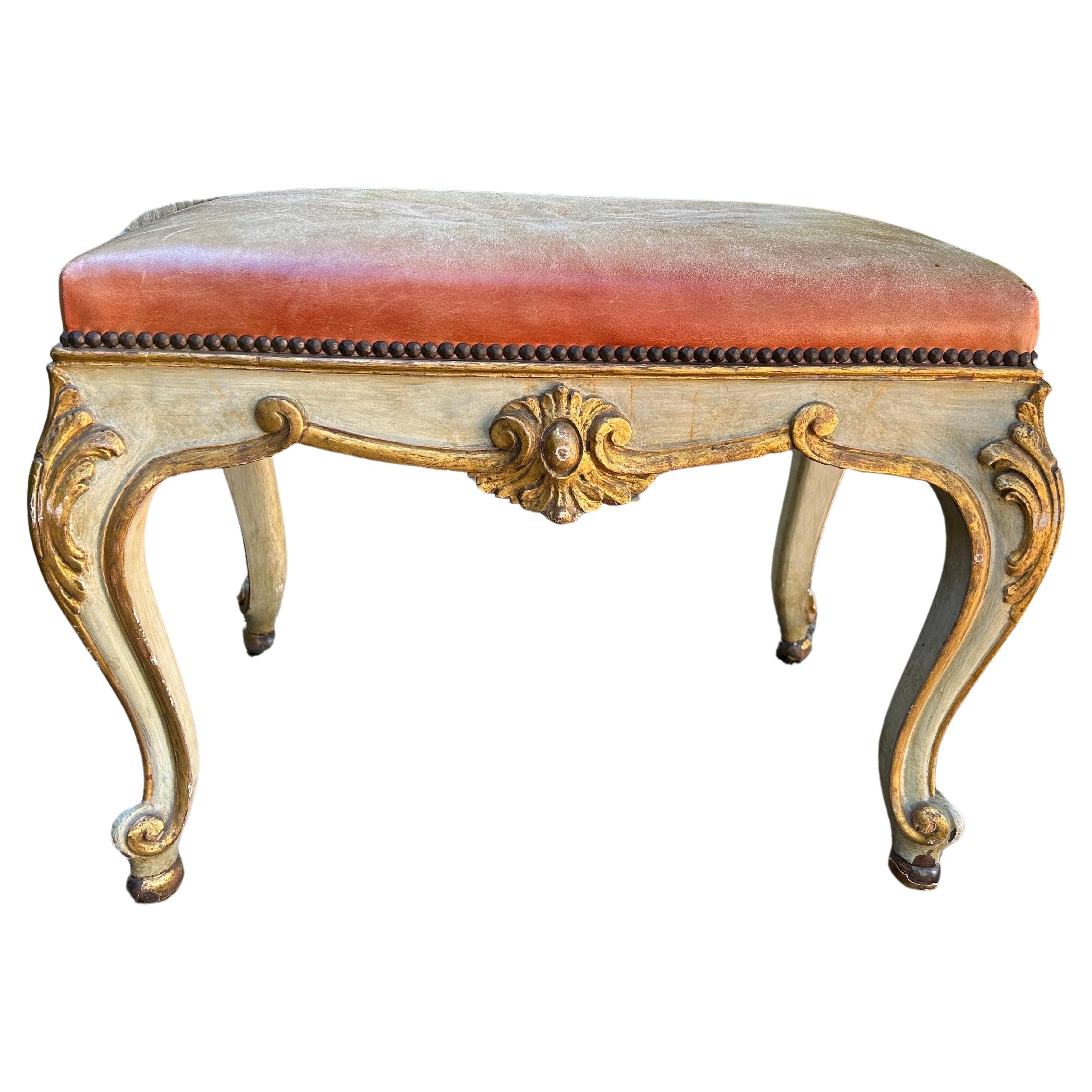 Pair Of 19th Century Italian Painted And Parcel Gilt Ottomans For Sale ...