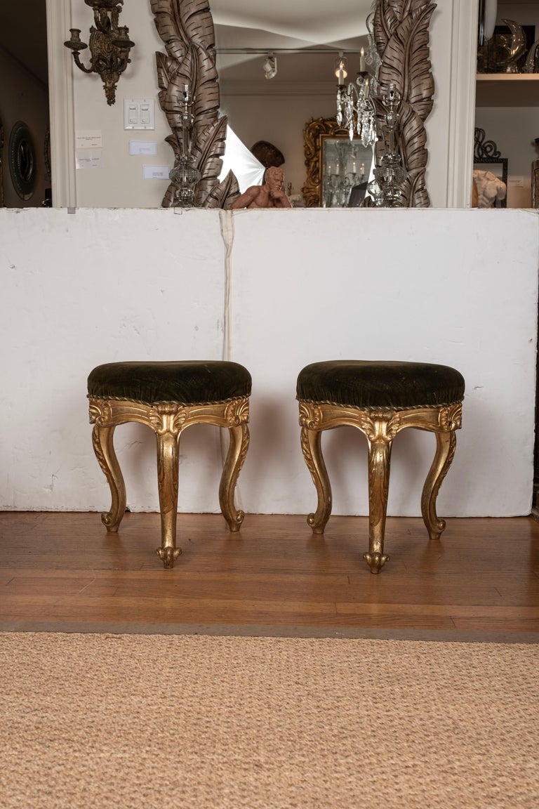 Pair Of 19th Century Italian Regence Style Giltwood Benches For Sale at ...