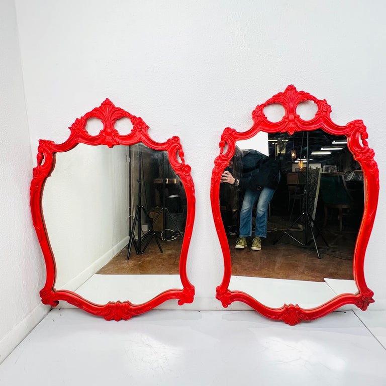 Pair of 19th Century Italian Rococo Style Wall Mirrors For Sale at 1stDibs