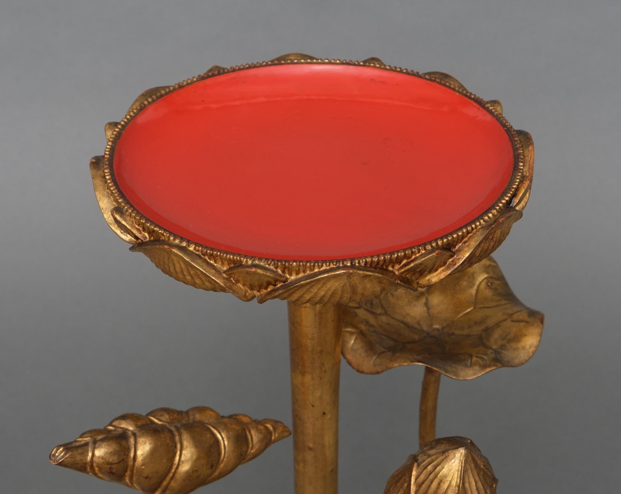 Pair of 19th-century Japanese lacquer offering stands shaped like lotus ...