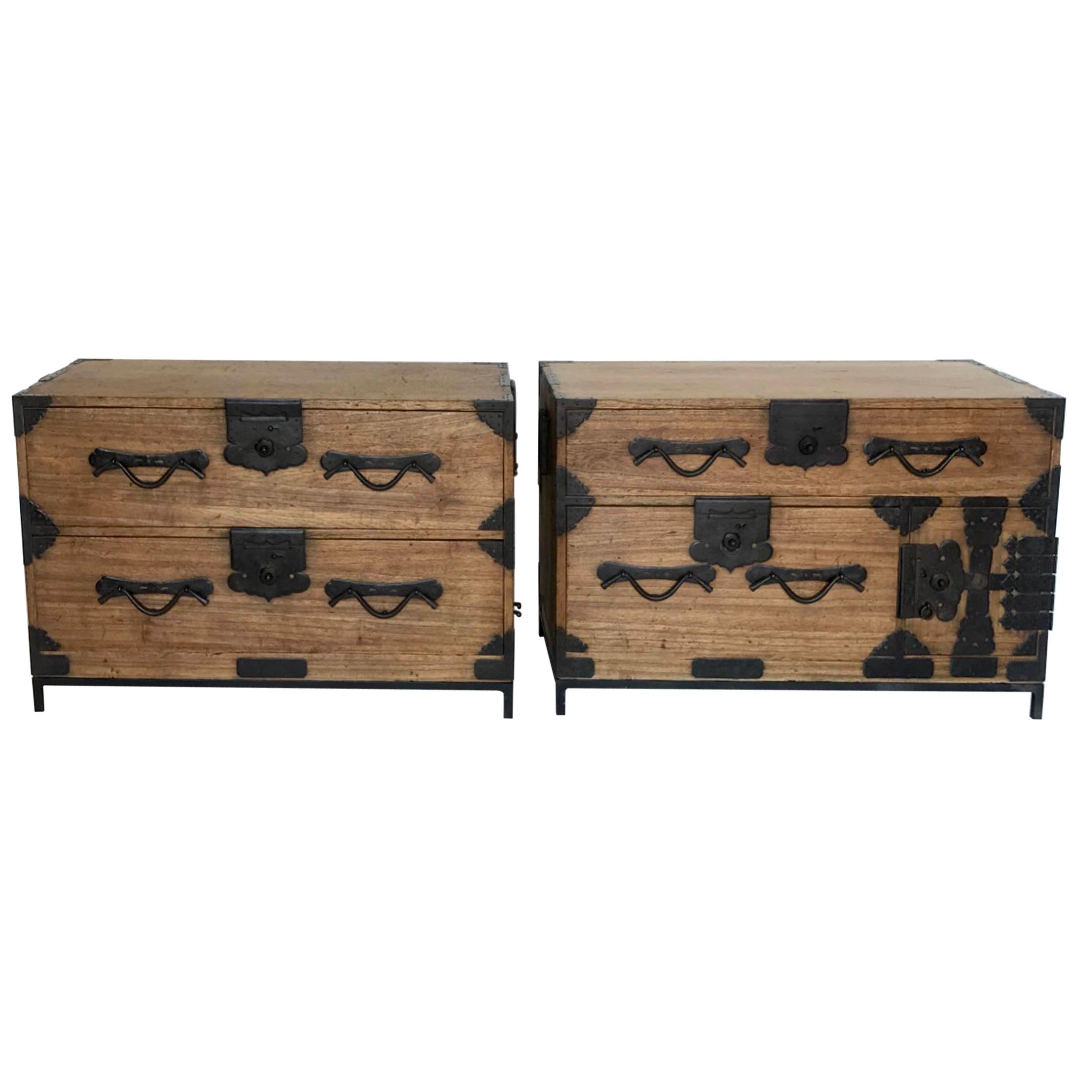 Pair of 19th Century Japanese Low Tansus, Nightstands at 1stDibs