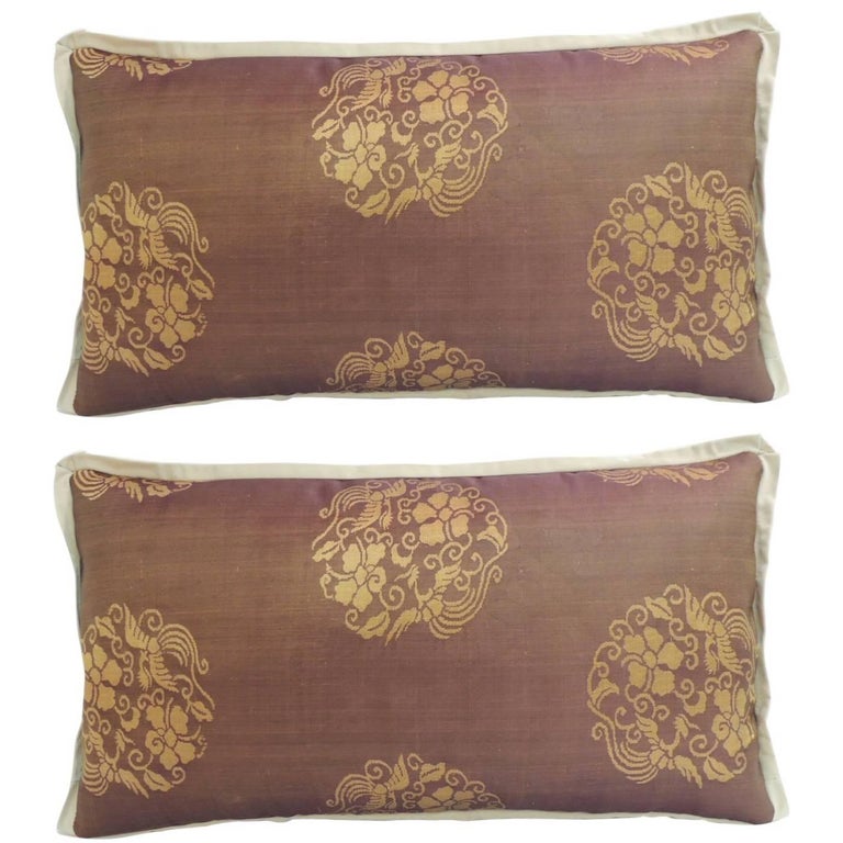 Pair of 19th Century Kesa Decorative Lumbar Pillows with Silk Trims at ...