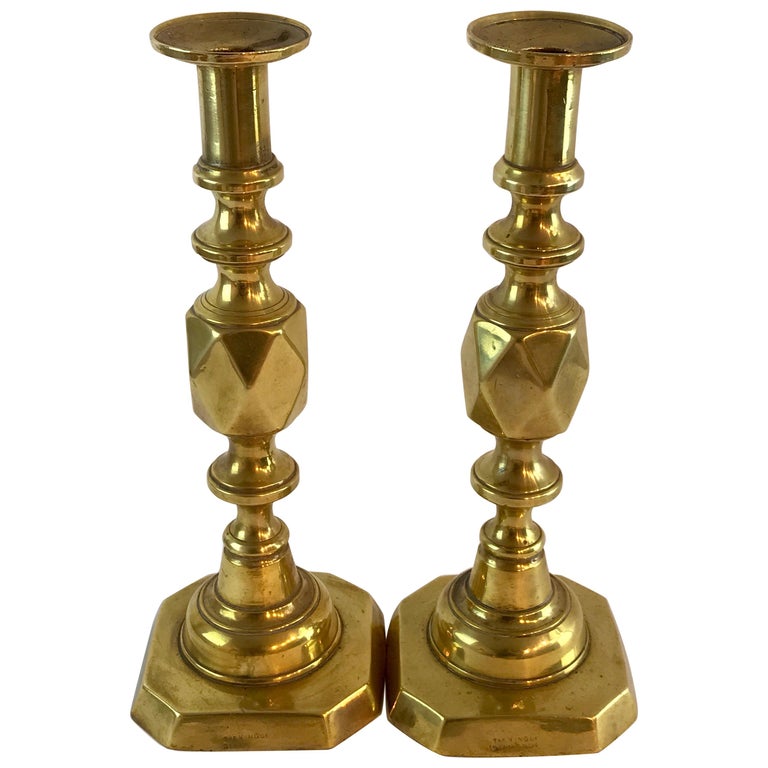 Pair of 19th Century "King of Diamond" Candlesticks at 1stDibs