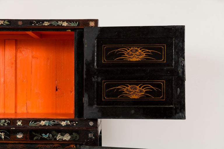 Pair of Early 20th Chinese Ming Style Painted Cabinets at 1stDibs
