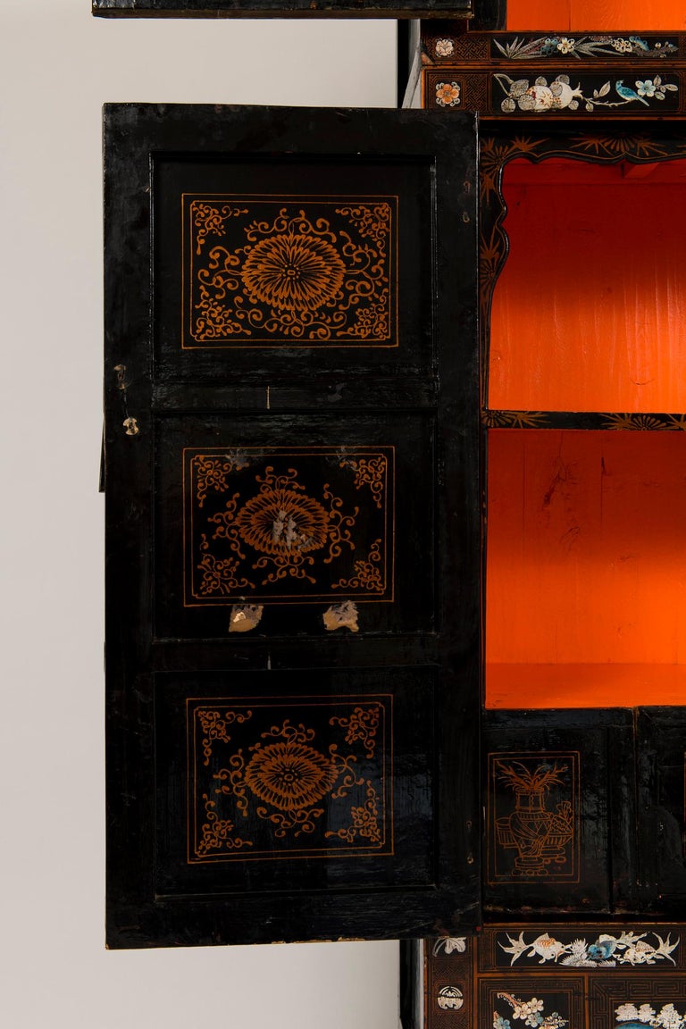 Pair of Early 20th Chinese Ming Style Painted Cabinets at 1stDibs