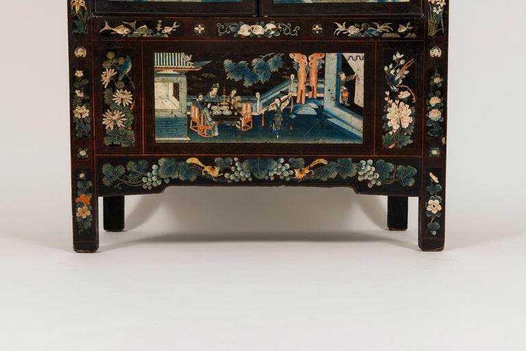 Pair of Early 20th Chinese Ming Style Painted Cabinets at 1stDibs