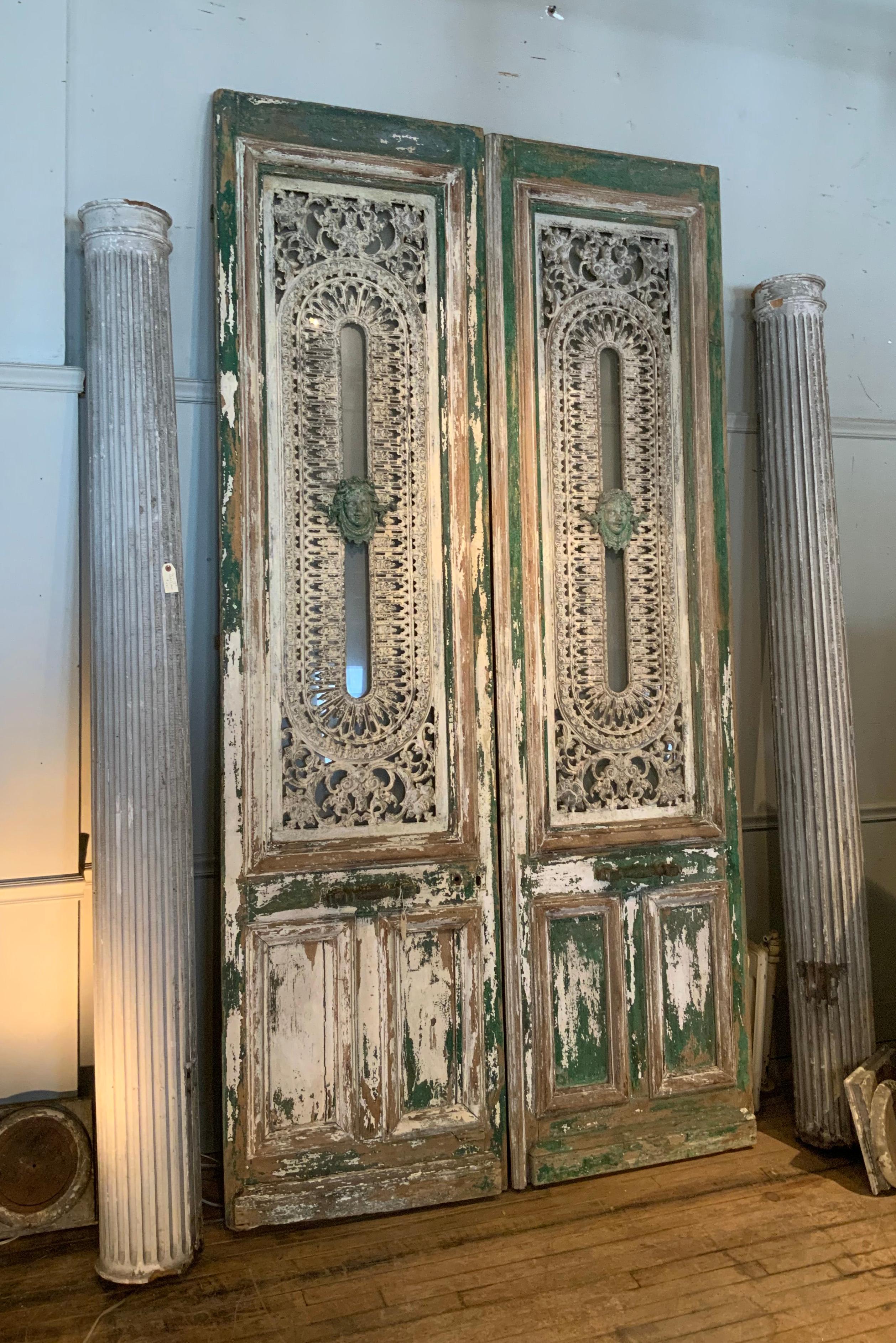 Pair of 19th Century Large Italian Doors with Iron Panels at 1stDibs