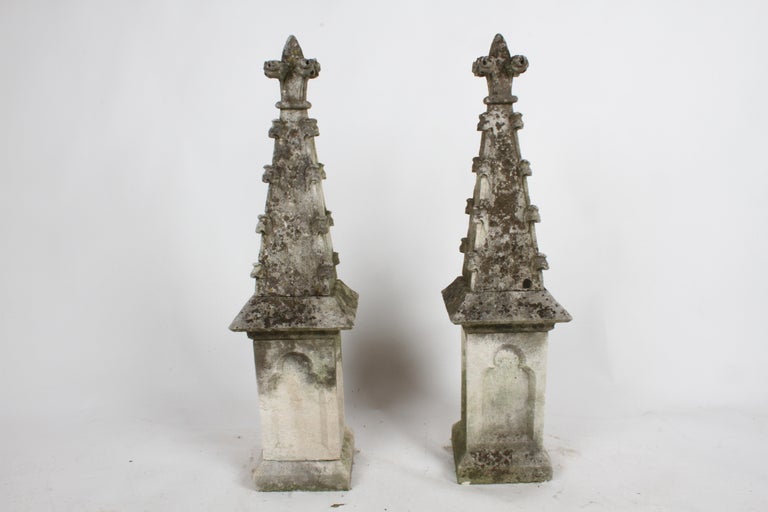 Pair of 19th Century Limestone Gothic Steeples Architectural Salvage ...