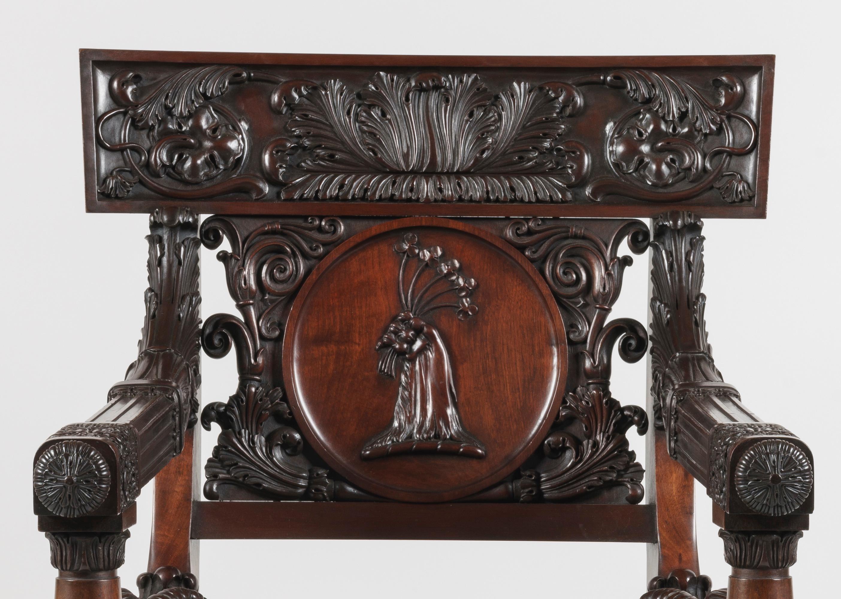 Pair of 19th Century Mahogany Klismos Armchairs after a Design by ...