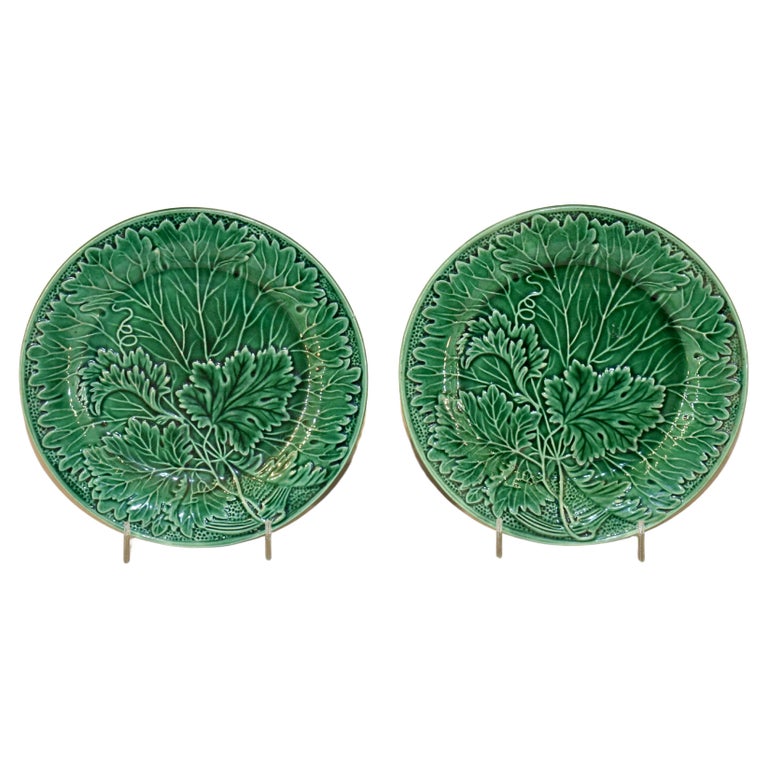 Pair of 19th Century Majolica Plates from England For Sale at 1stDibs