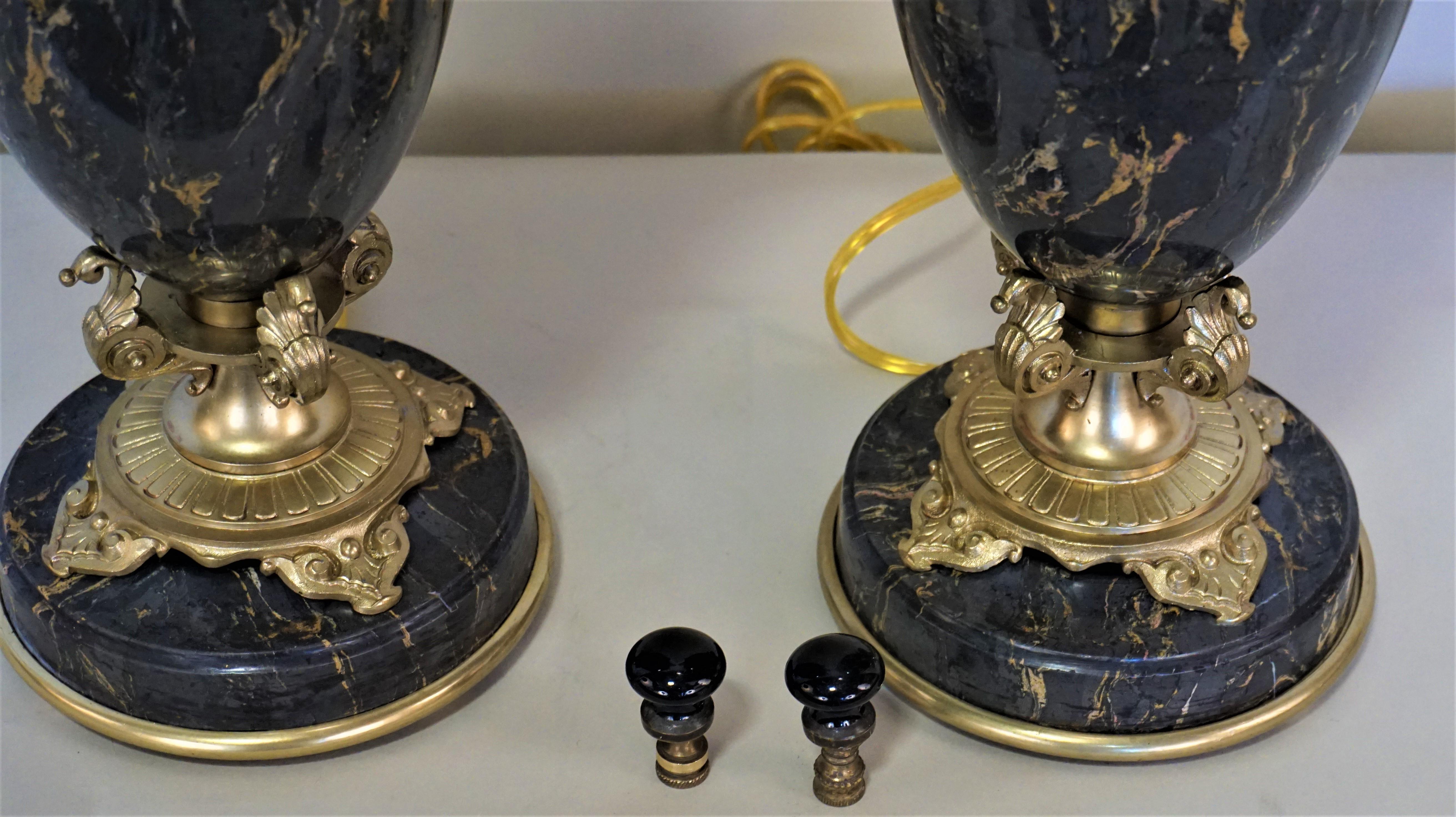 Pair of 19th Century Marble and Bronze Table Lamps at 1stDibs