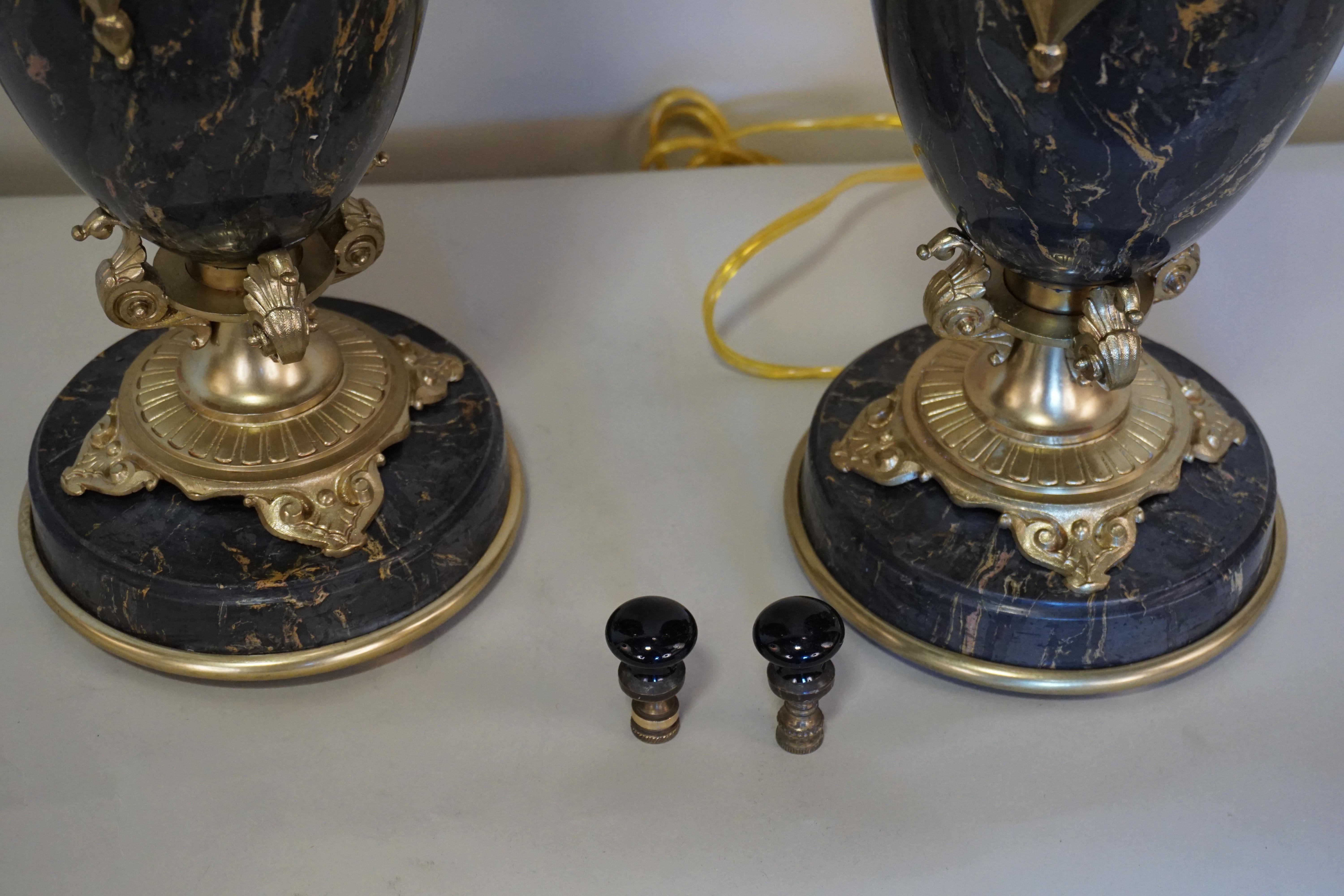 Pair of 19th Century Marble and Bronze Table Lamps at 1stDibs