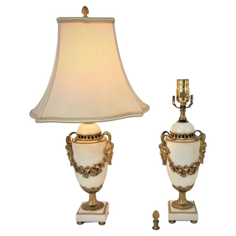 Pair of 19th Century Marble Table Lamps For Sale at 1stDibs