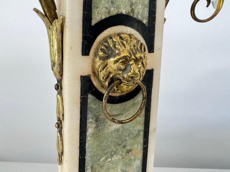 Pair of 19th Century Napoleon III Inlaid Marble Mantle Girondoles For ...