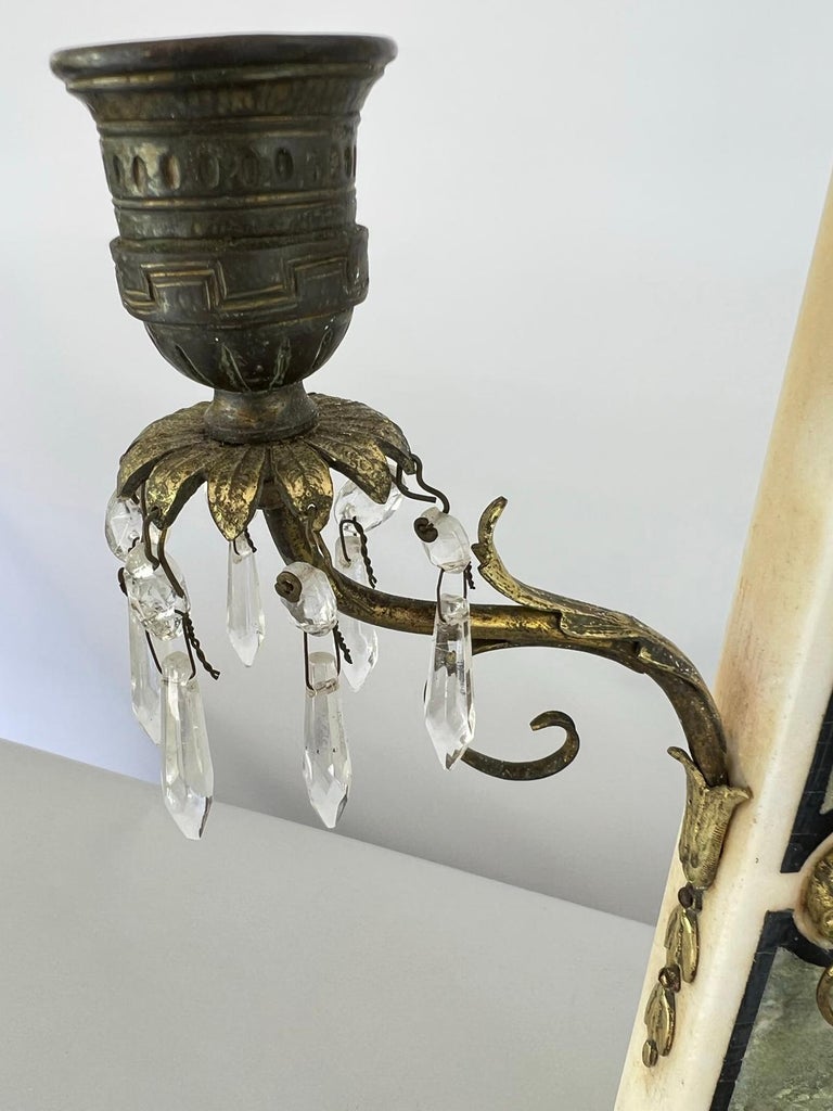 Pair of 19th Century Napoleon III Inlaid Marble Mantle Girondoles For ...