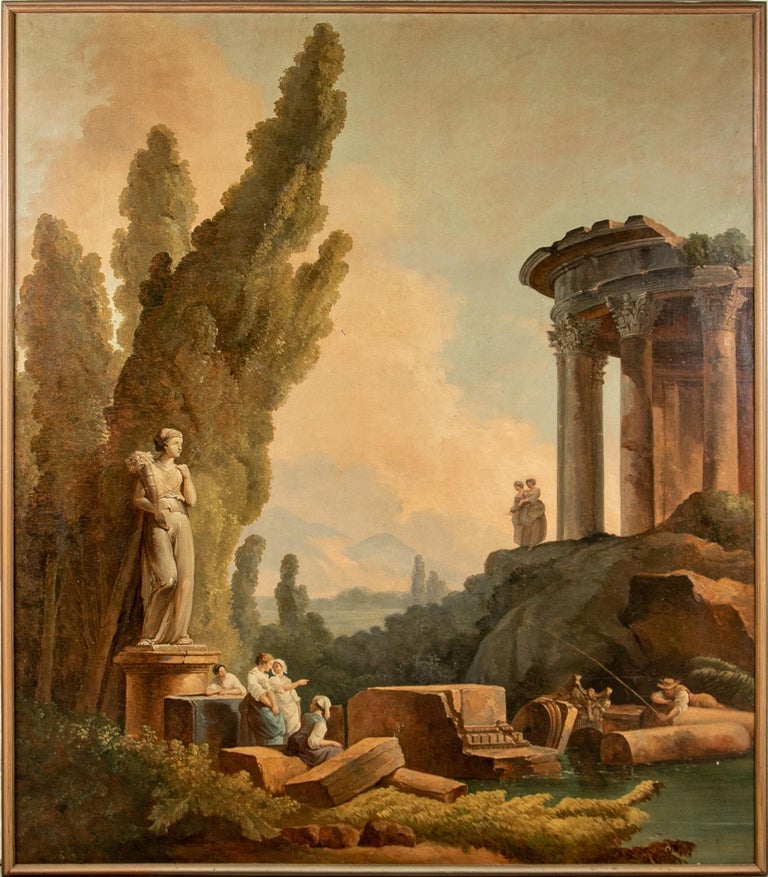 Pair of 19th Century Neoclassical Oil on Canvas Framed Panels For Sale ...