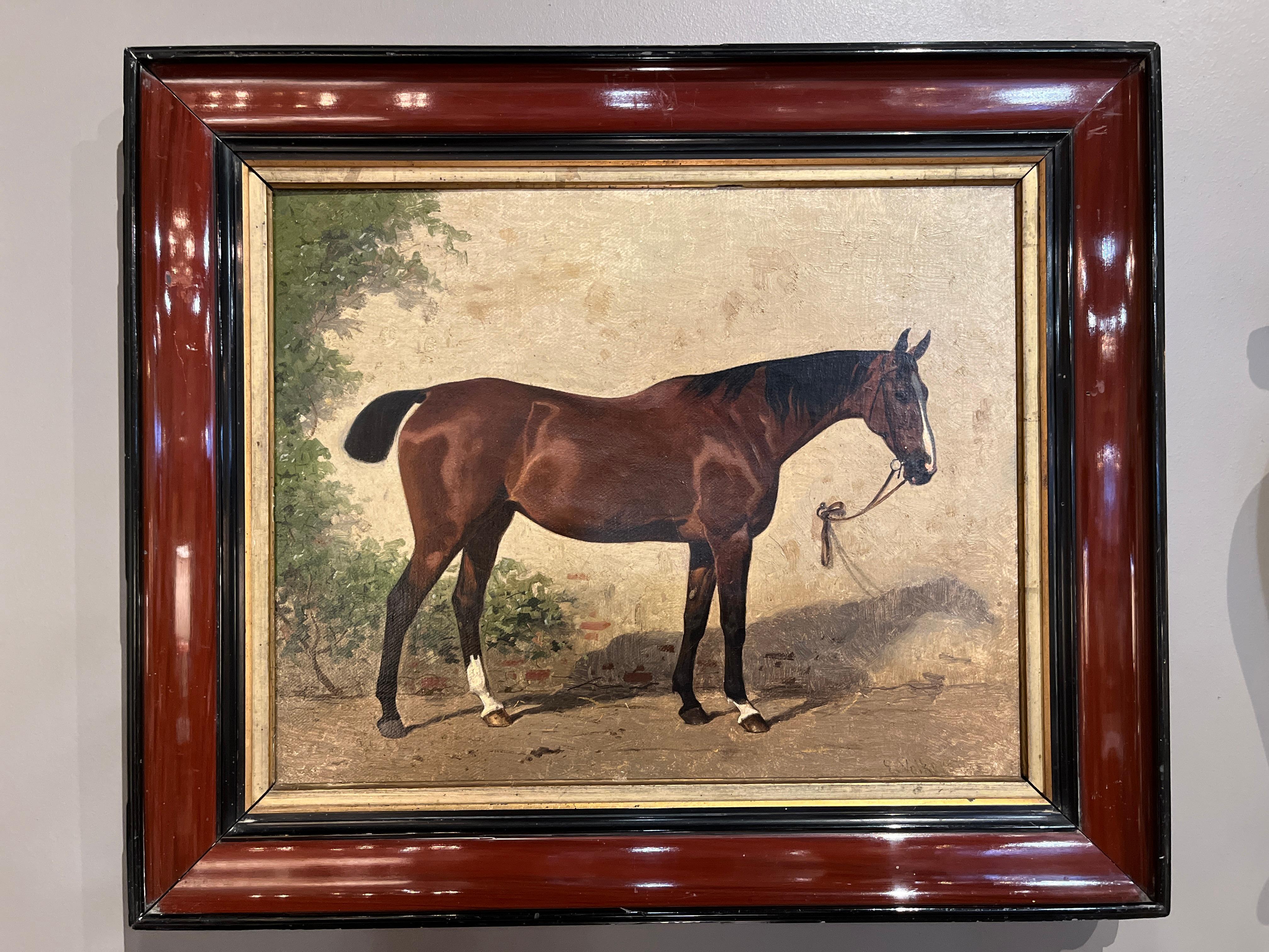 Pair of 19th Century Original Equestrian Oil Paintings by Emil Volkers ...