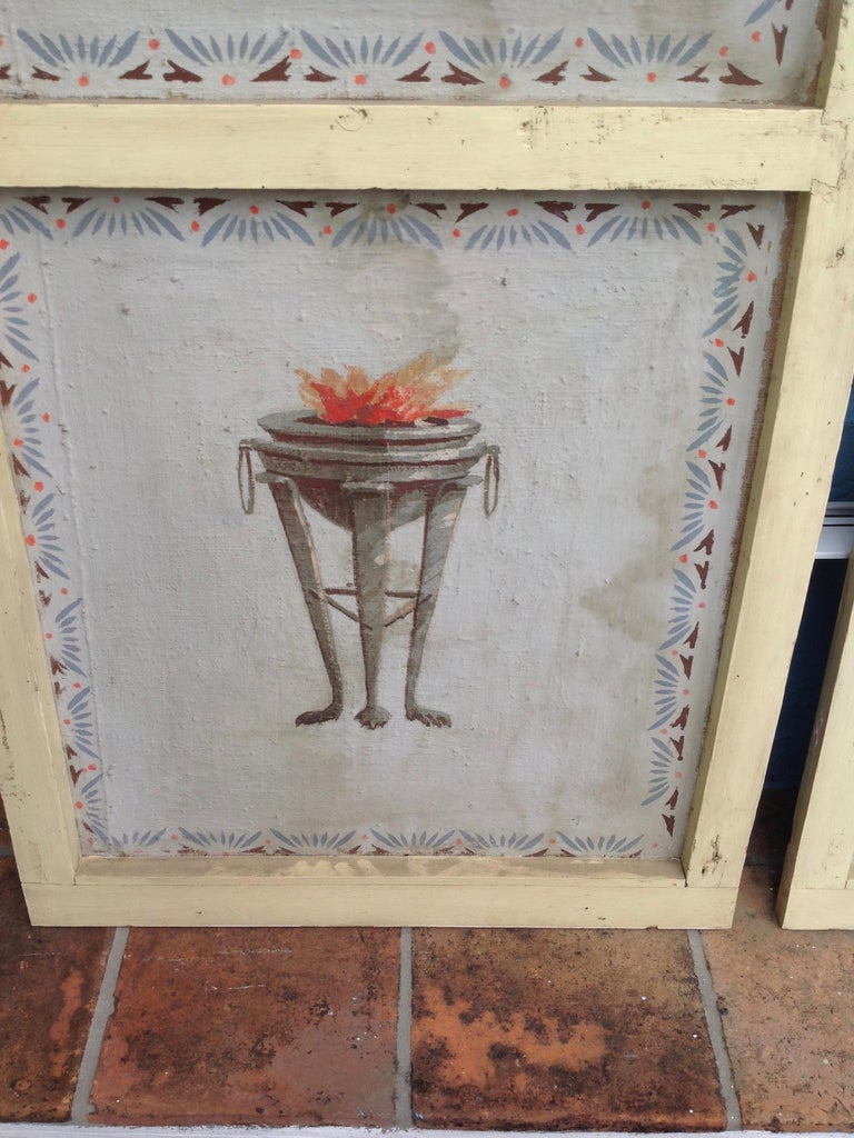 Pair of Antique Painted Canvas Window Panels at 1stDibs