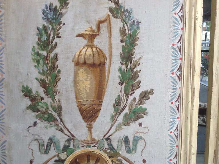 Pair of Antique Painted Canvas Window Panels at 1stDibs