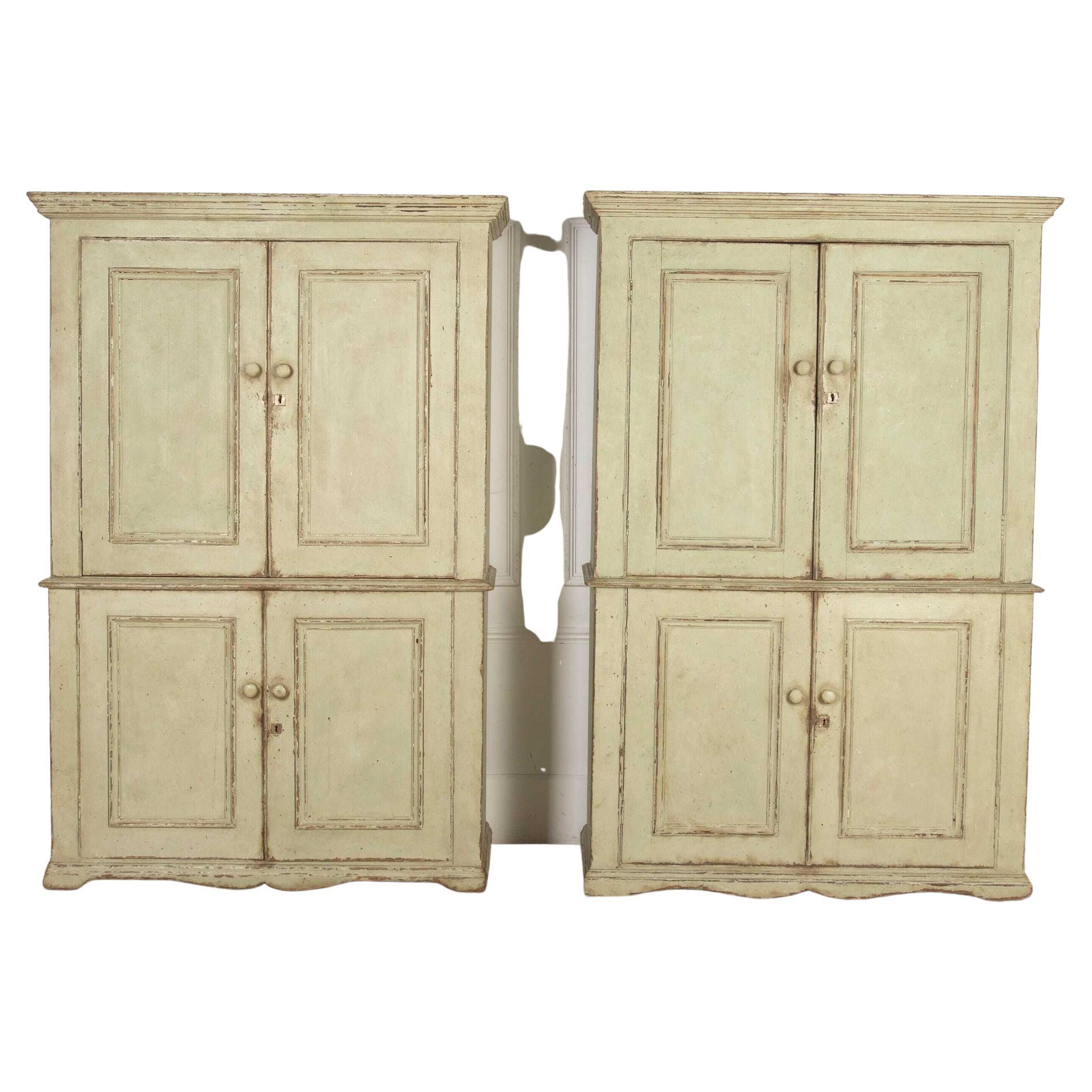 19th Century Two-Piece Original Paint Dry Sink Cupboard at 1stDibs