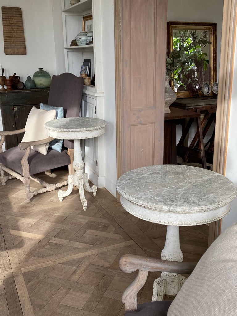 Pair of 19th Century Patinated Side Tables For Sale at 1stDibs