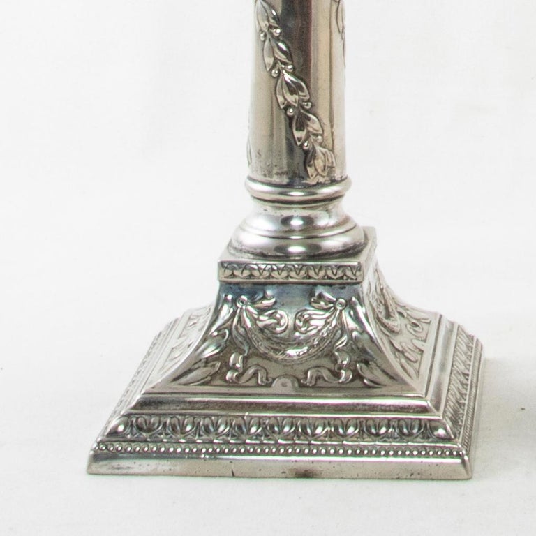 Pair of 19th Century Romanian Silver Plate Candlesticks Stamped Nicolau ...