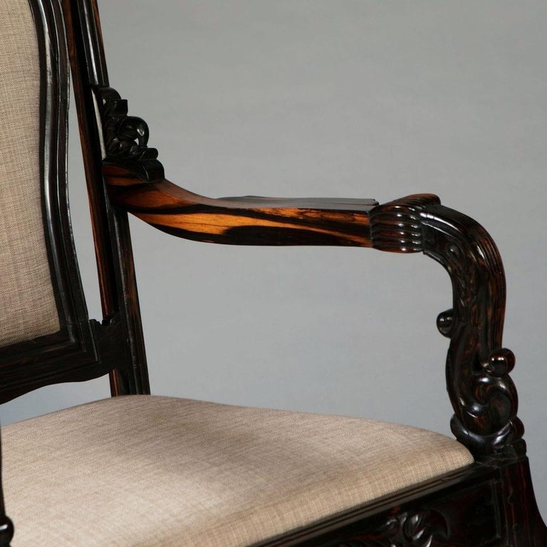 Pair of 19th Century Sinhalese Calamander Wood Armchairs For Sale at ...