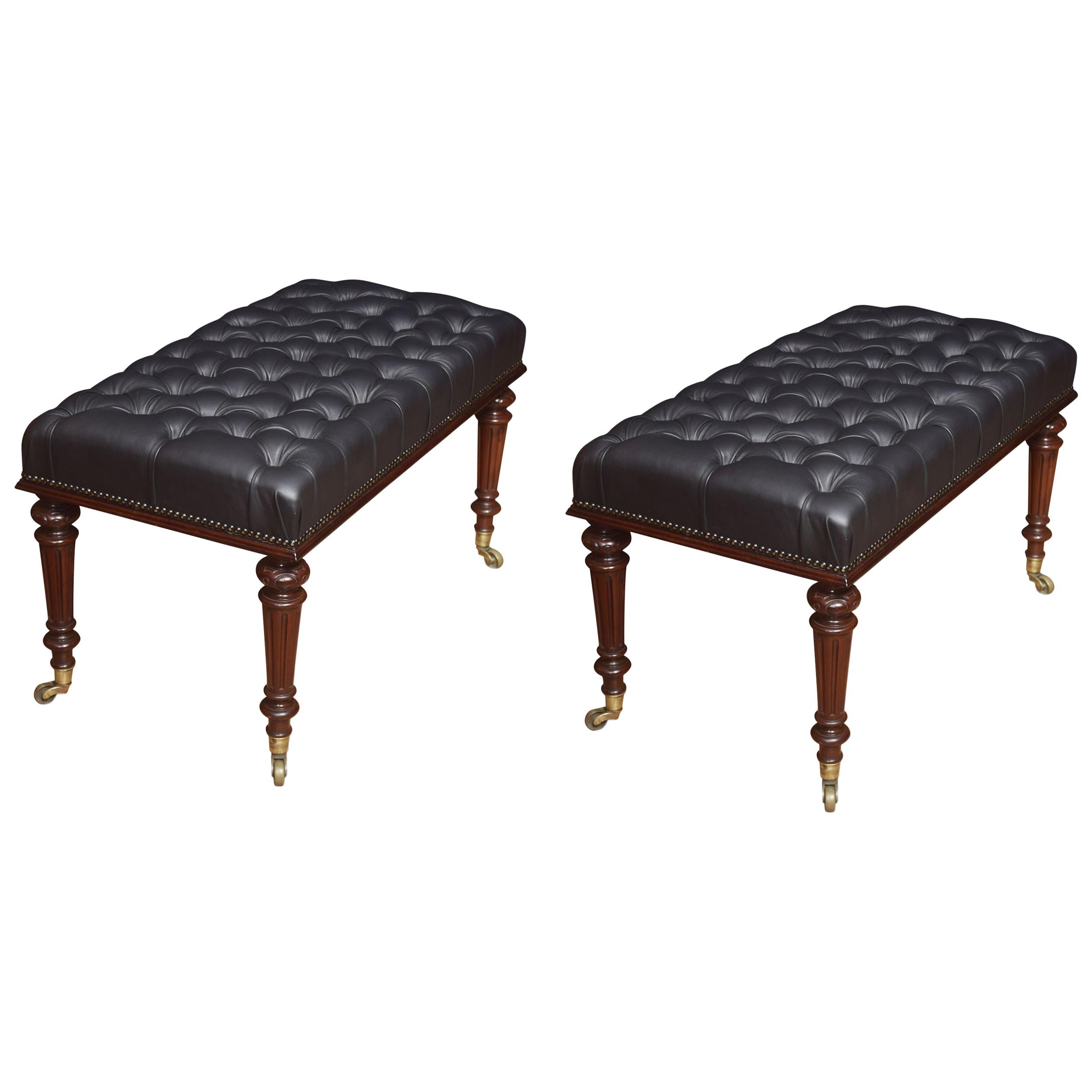 19th Century Pair Of Walnut Stools For Sale at 1stDibs