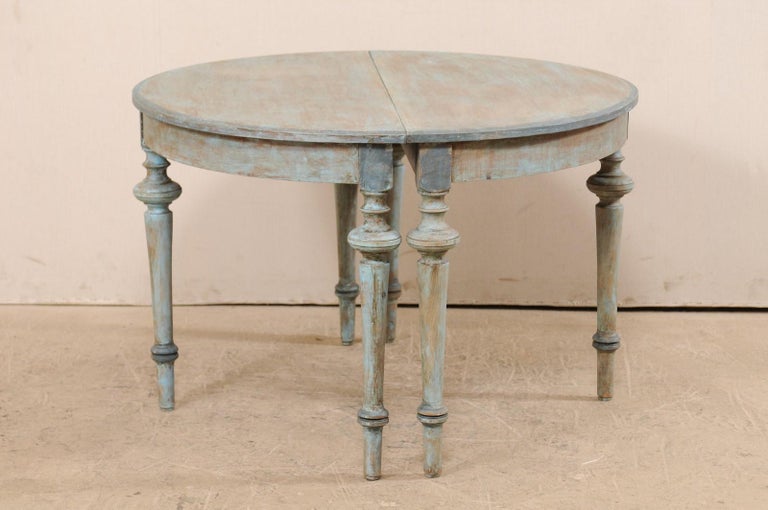 Pair of 19th Century Swedish Carved and Turned Wood Blue Demilune ...