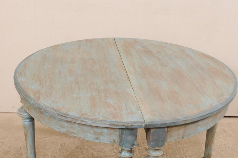 Pair of 19th Century Swedish Carved and Turned Wood Blue Demilune ...