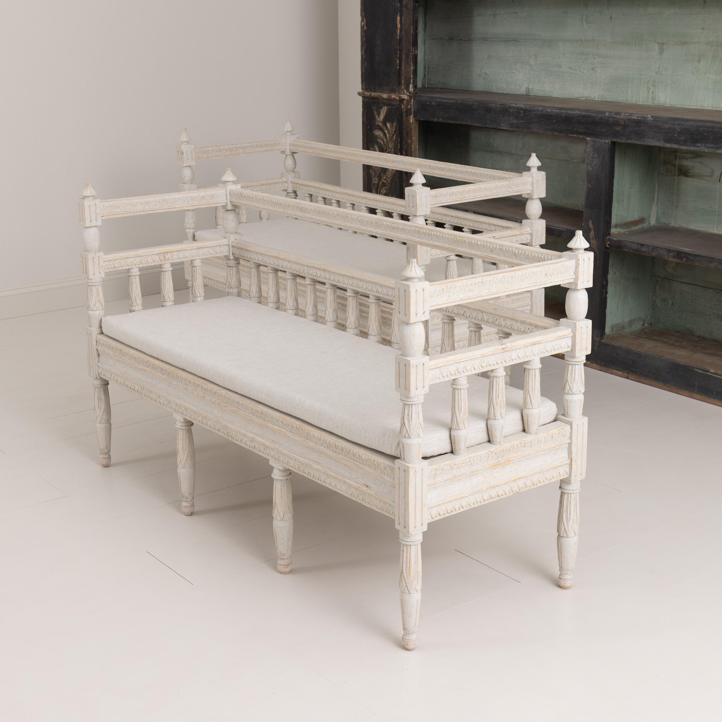 Pair of 19th Century, Swedish Gustavian Style Painted Sofa Benches For ...