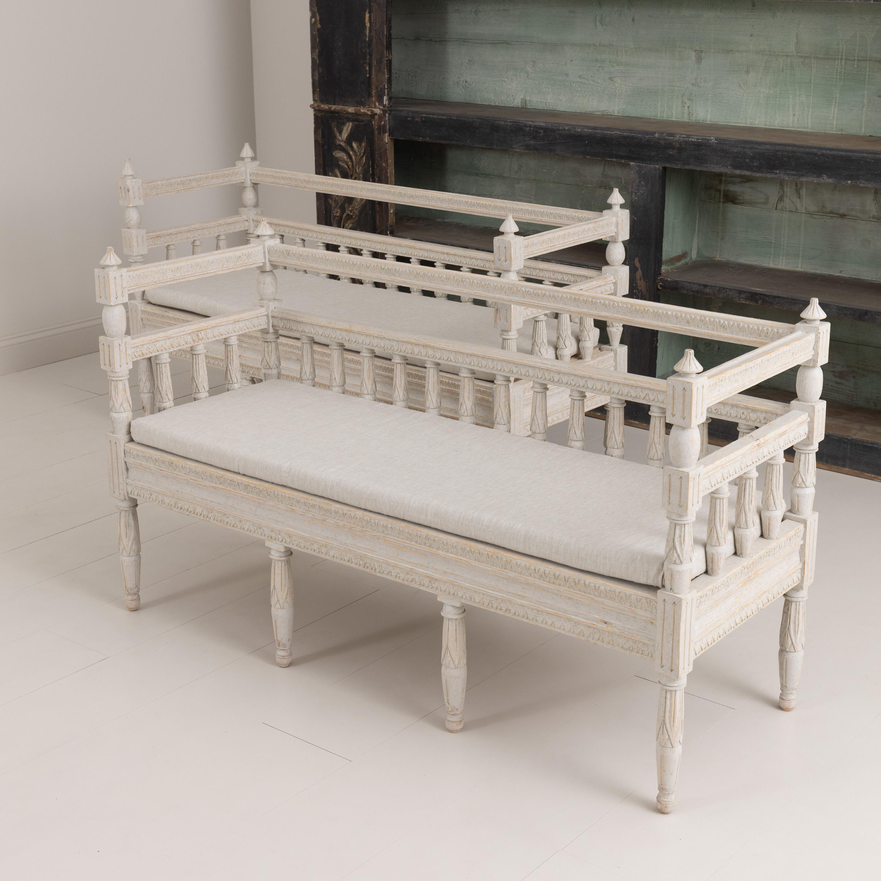 Pair of 19th Century, Swedish Gustavian Style Painted Sofa Benches For ...