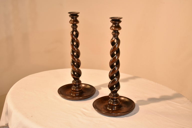 Pair of 19th Century Tall English Candlesticks For Sale at 1stDibs