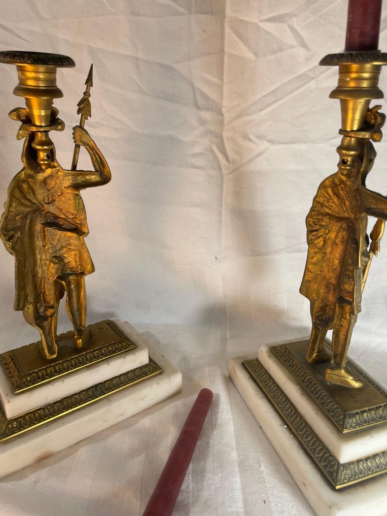 Pair of 19th Century Victorian Bronze and Ormolu Figural Candlesticks ...