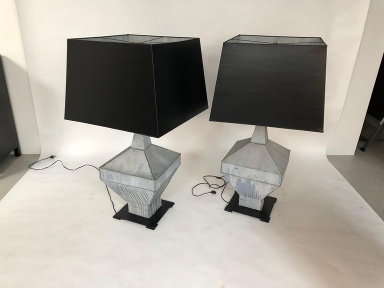 Pair of 19th Century Zinc Finial Table Lamps For Sale at 1stDibs